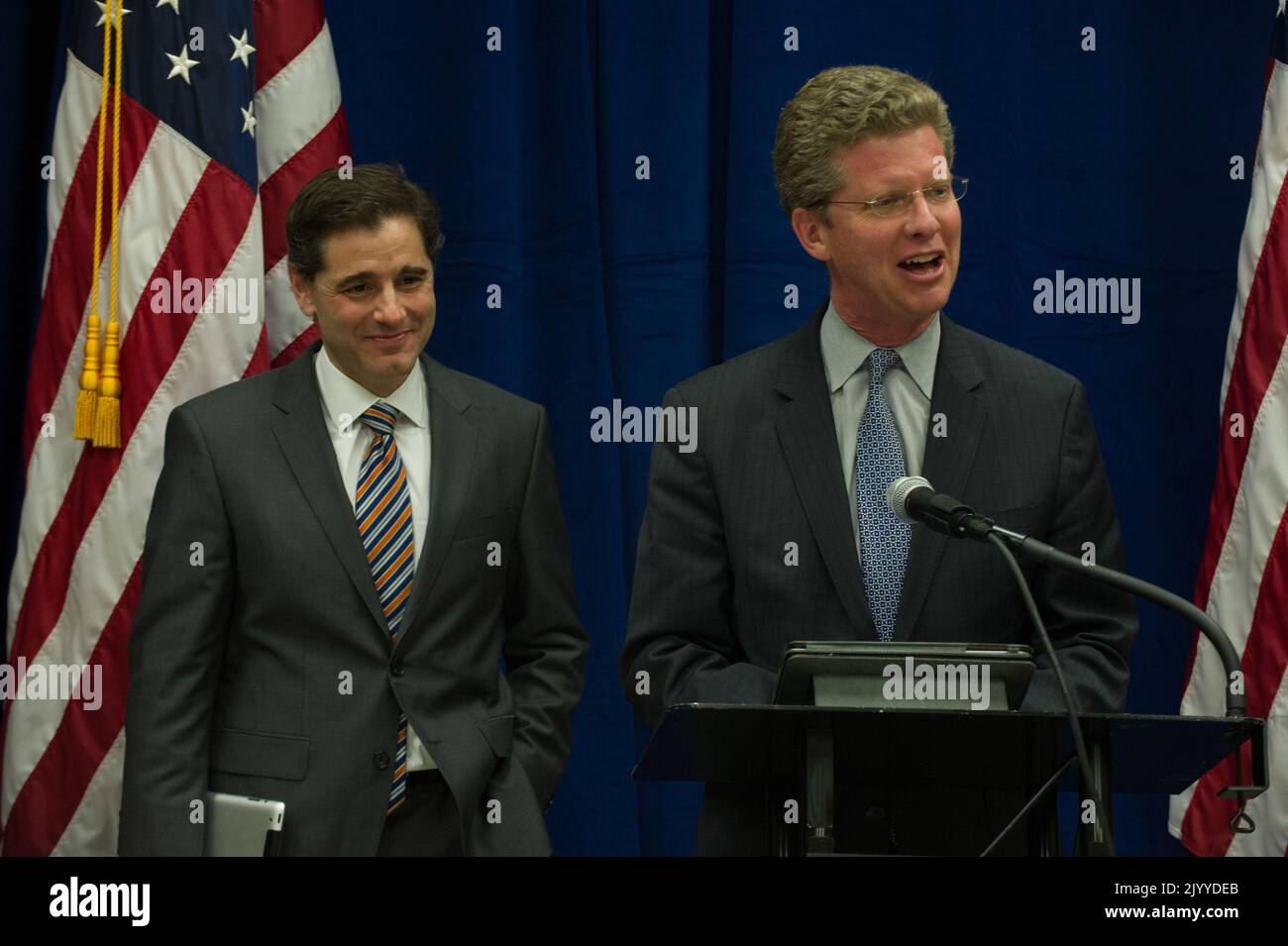 Secretary Shaun Donovan participating in press conference announcement ...
