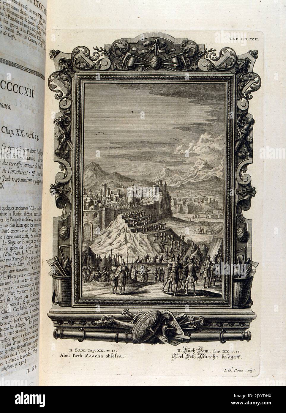 Engraving depicting a scene from the Old Testament. Soldiers arrive at ...