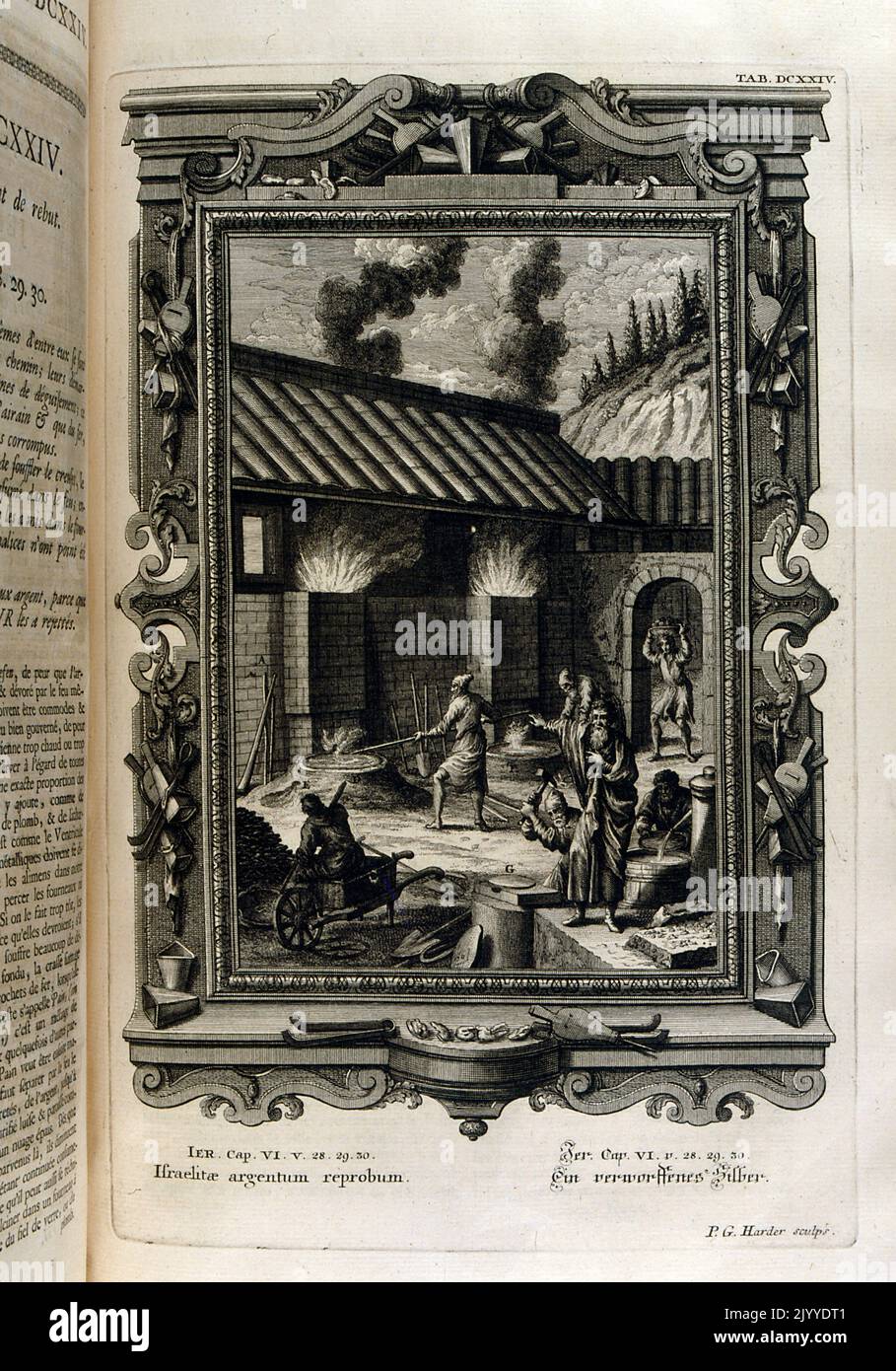 Engraving depicting a of forgery where armour is being made. The ...