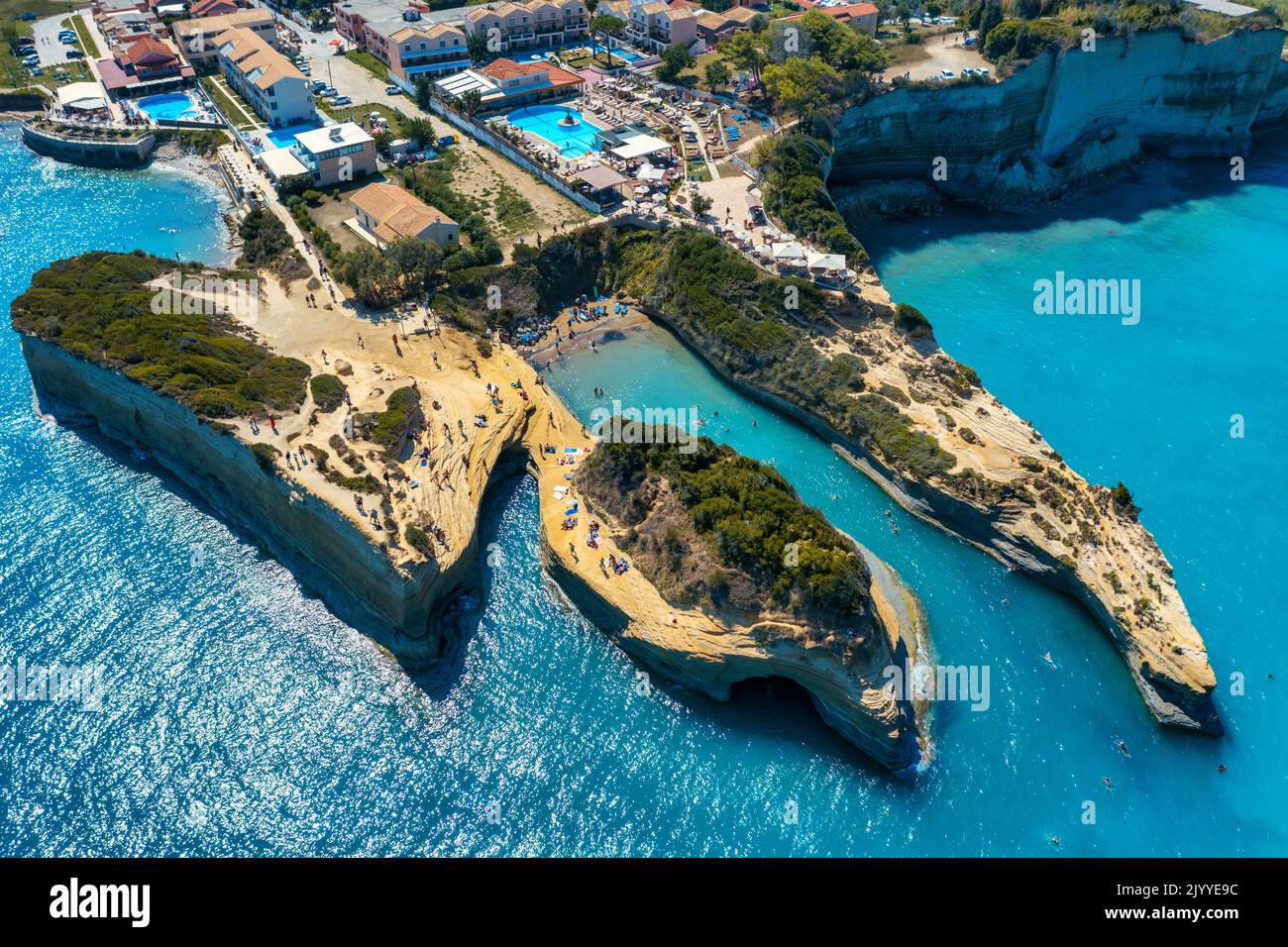 Famous Canal D'amour in Sidari, Corfu island, Greece. Famous Canal d ...