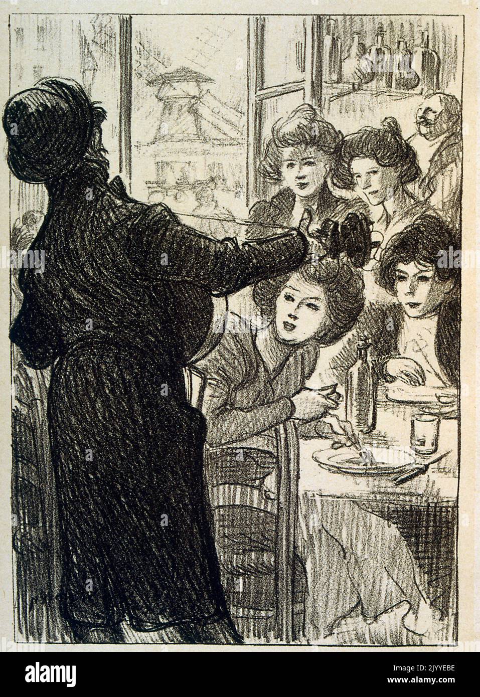 Charcoal Illustration of somebody entertaining women at their home ...