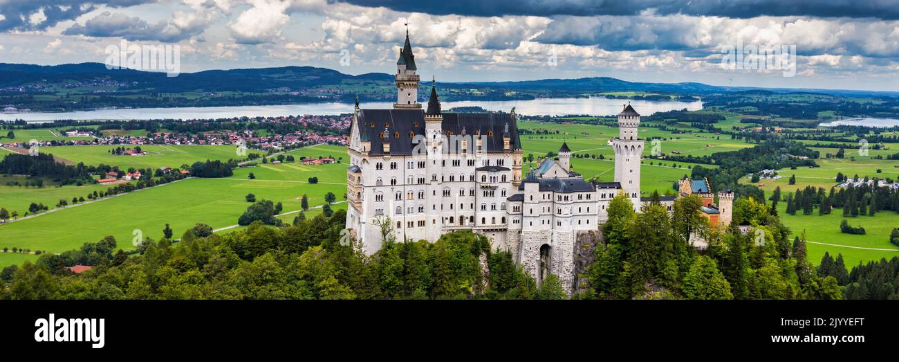 Neuschwanstein Fairytale Castle near Fussen, Bavaria, Germany. View of ...