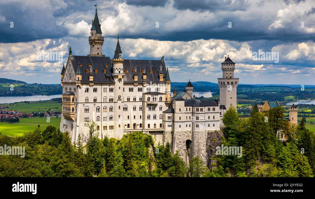 Neuschwanstein Fairytale Castle near Fussen, Bavaria, Germany. View of ...