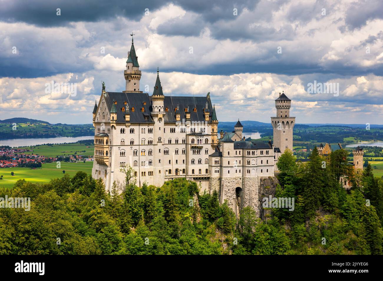 Neuschwanstein Fairytale Castle near Fussen, Bavaria, Germany. View of ...
