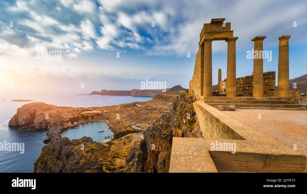 Archaeological area acropolis lindos hi-res stock photography and ...