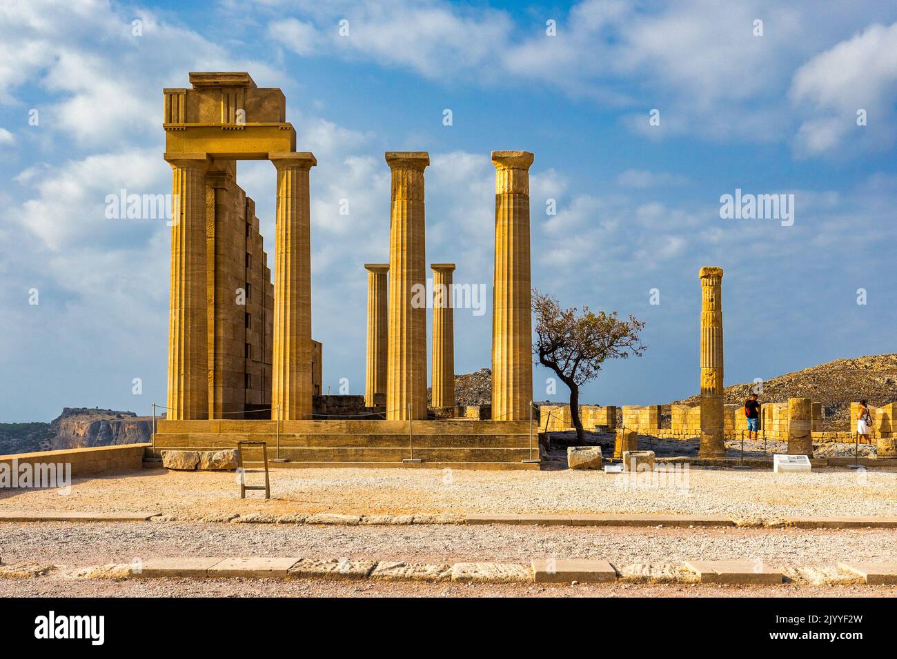Ruins of Acropolis of Lindos view, Rhodes, Dodecanese Islands, Greek ...