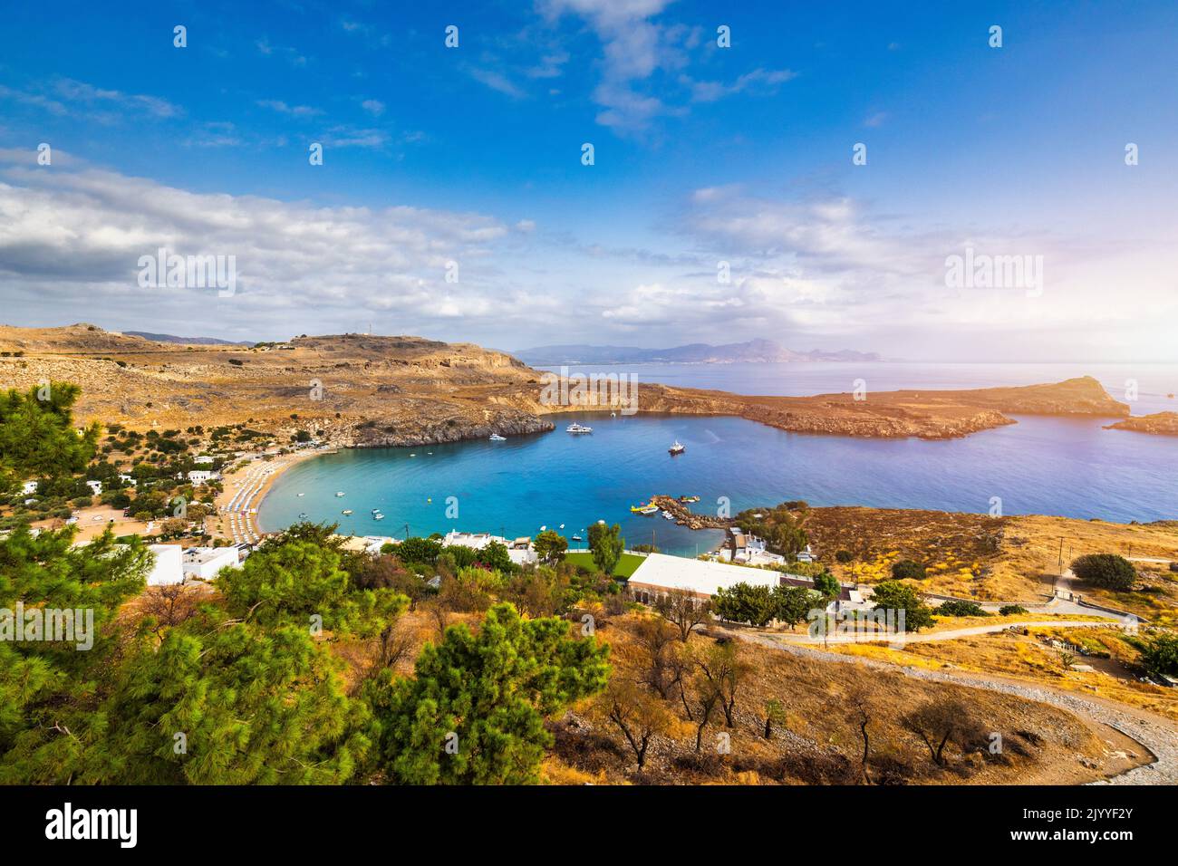 The famous and historical medieval village of Lindos on the Greek ...