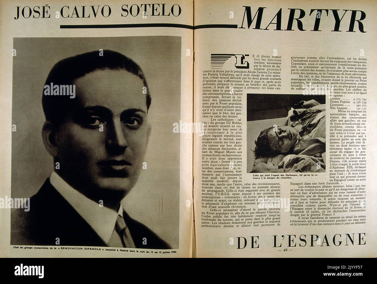 Black and white photograph of the executed Jose Calvo Sotelo Stock ...