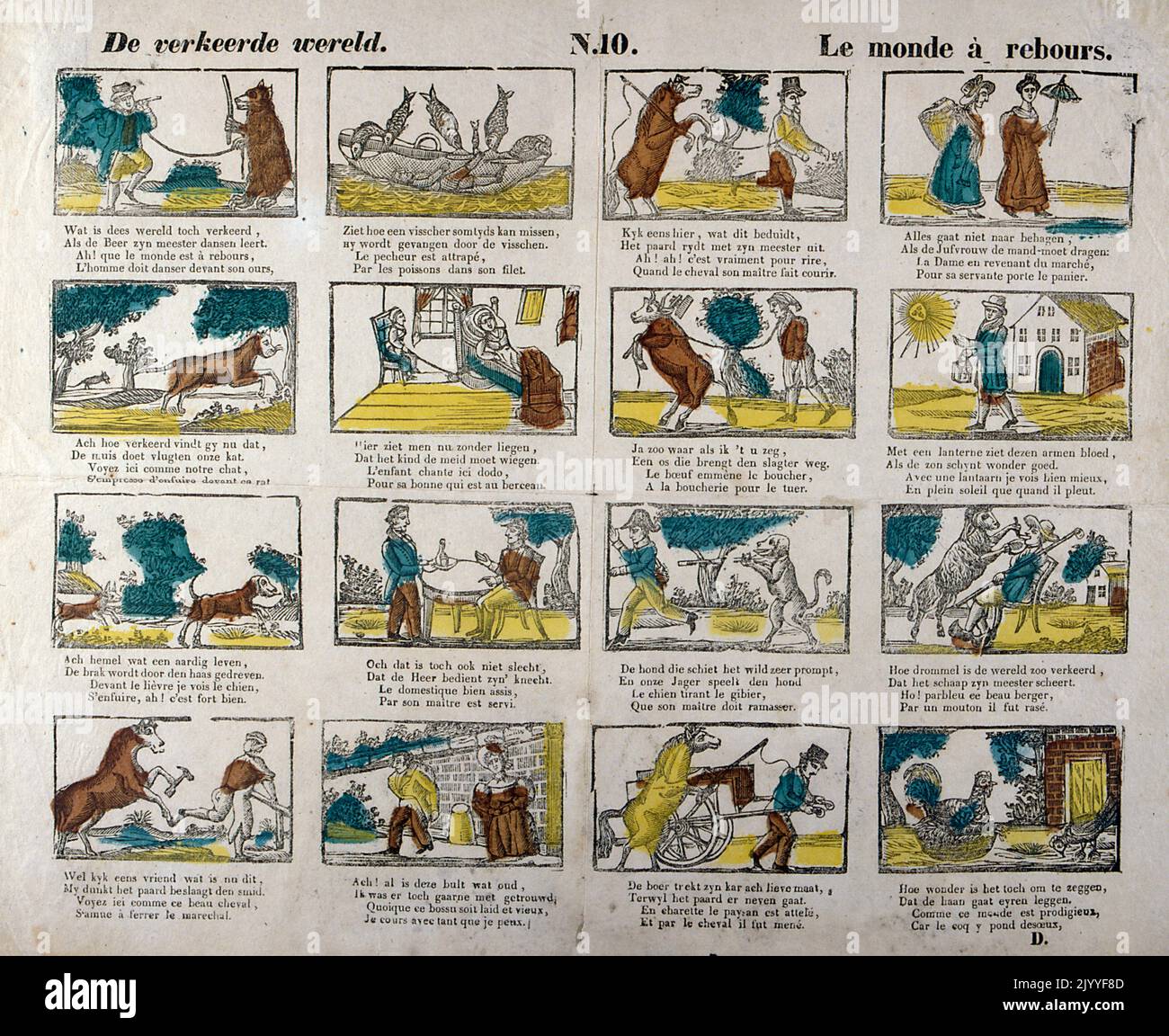 Coloured comic strip, hand drawn and hand painted, depicting scenes of ...