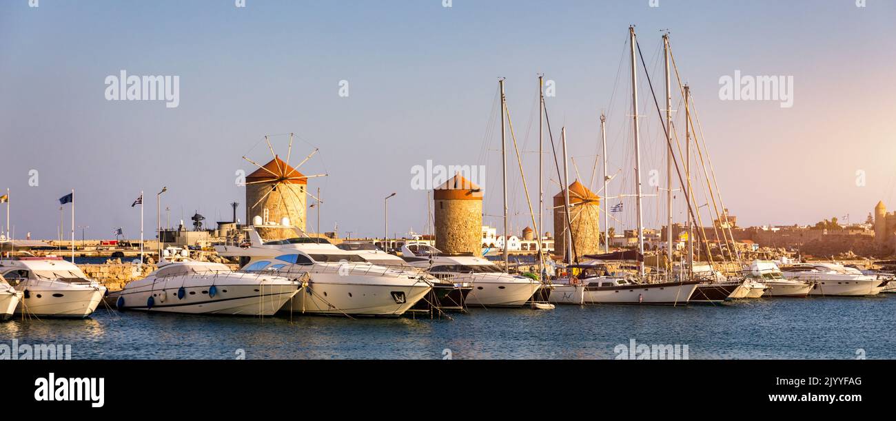 Mandraki port with deers statue, where The Colossus was standing and ...