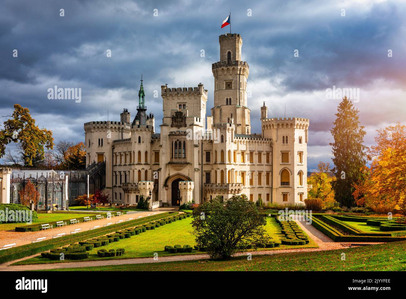 Hluboka Castle, historic chateau in Hluboka nad Vltavou in South ...