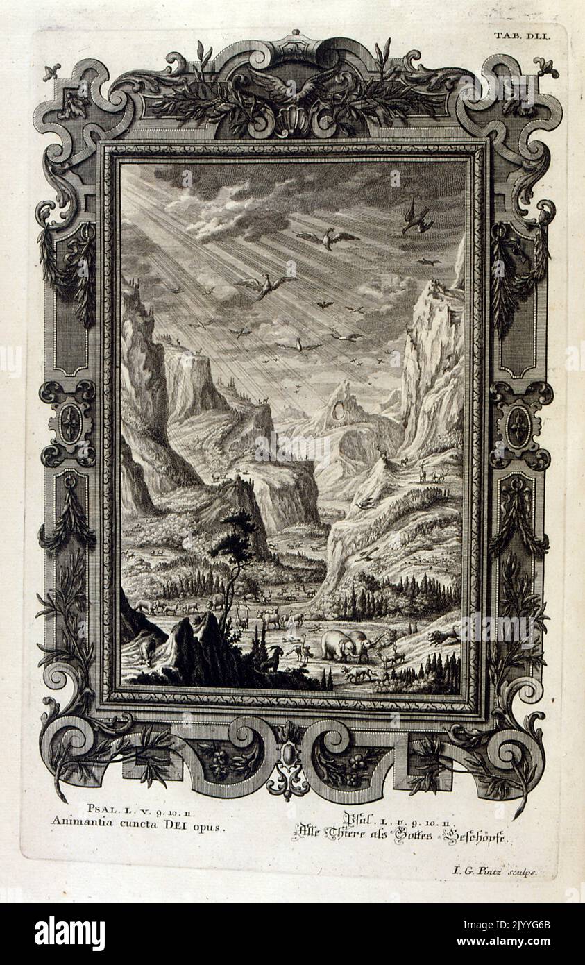 Engraving depicting all of the creatures demonstrating God's work. The ...