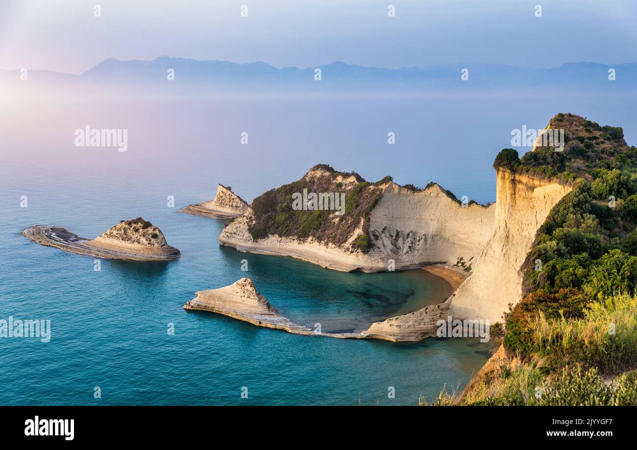 Beautiful view of Cape Drastis in the island of Corfu in Greece. Cape ...