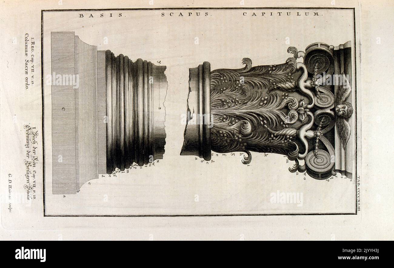 Engraving depicting a sacred column made of gold. The Illustration is ...