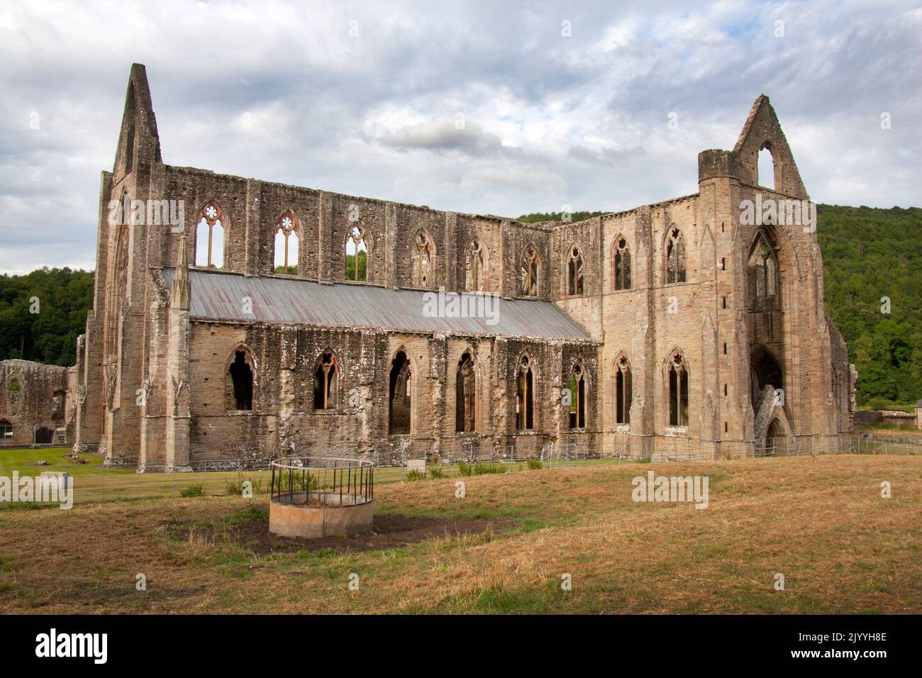 Ruins of Cistercian Tintern Abbey in Monmouthshire, on the Welsh bank ...