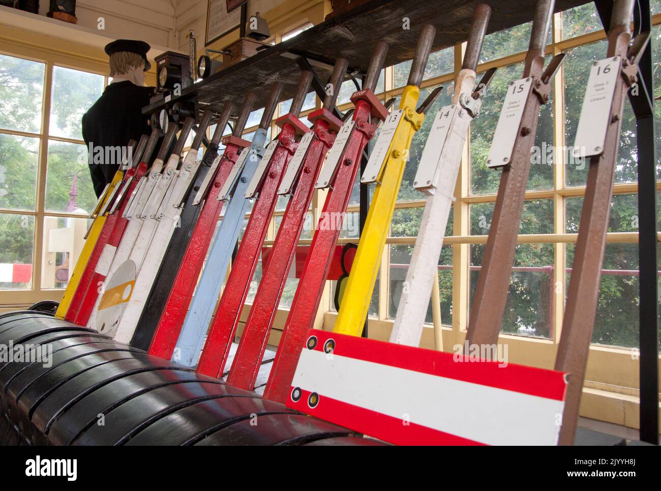 inside the old signal box, Warmley station, Bristol, Glloucestershire ...