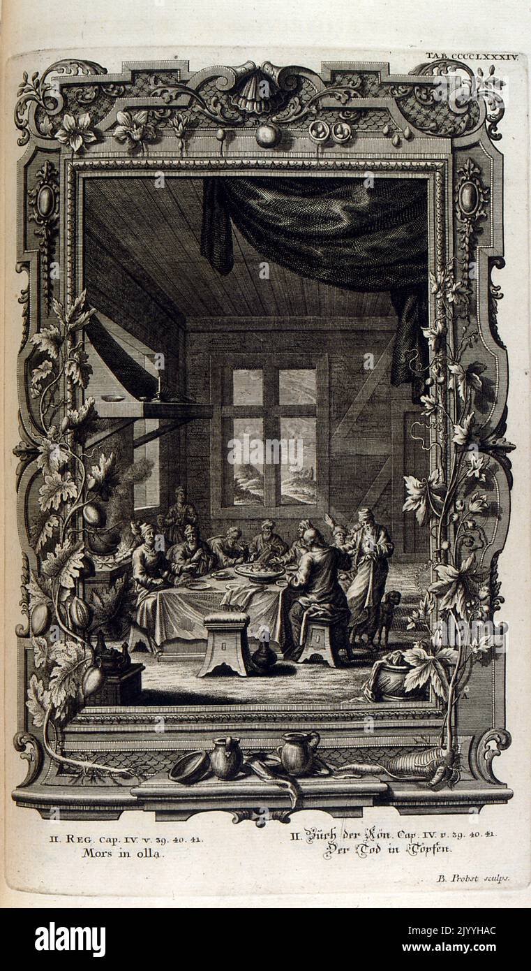 Engraving depicting men eating around a large table. The Illustration ...