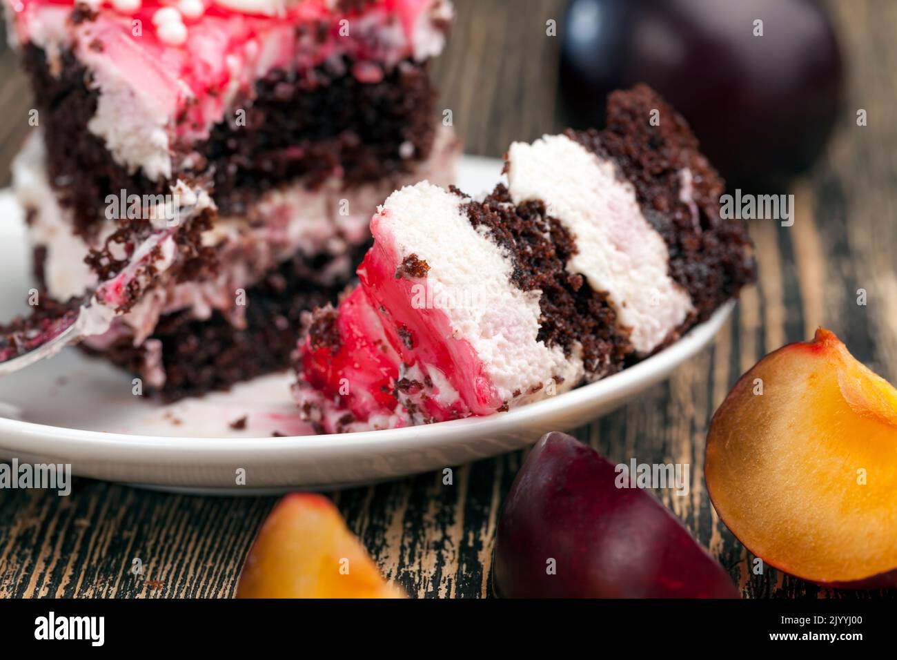 delicious chocolate milk cake made of several sweet layers, sweet ...