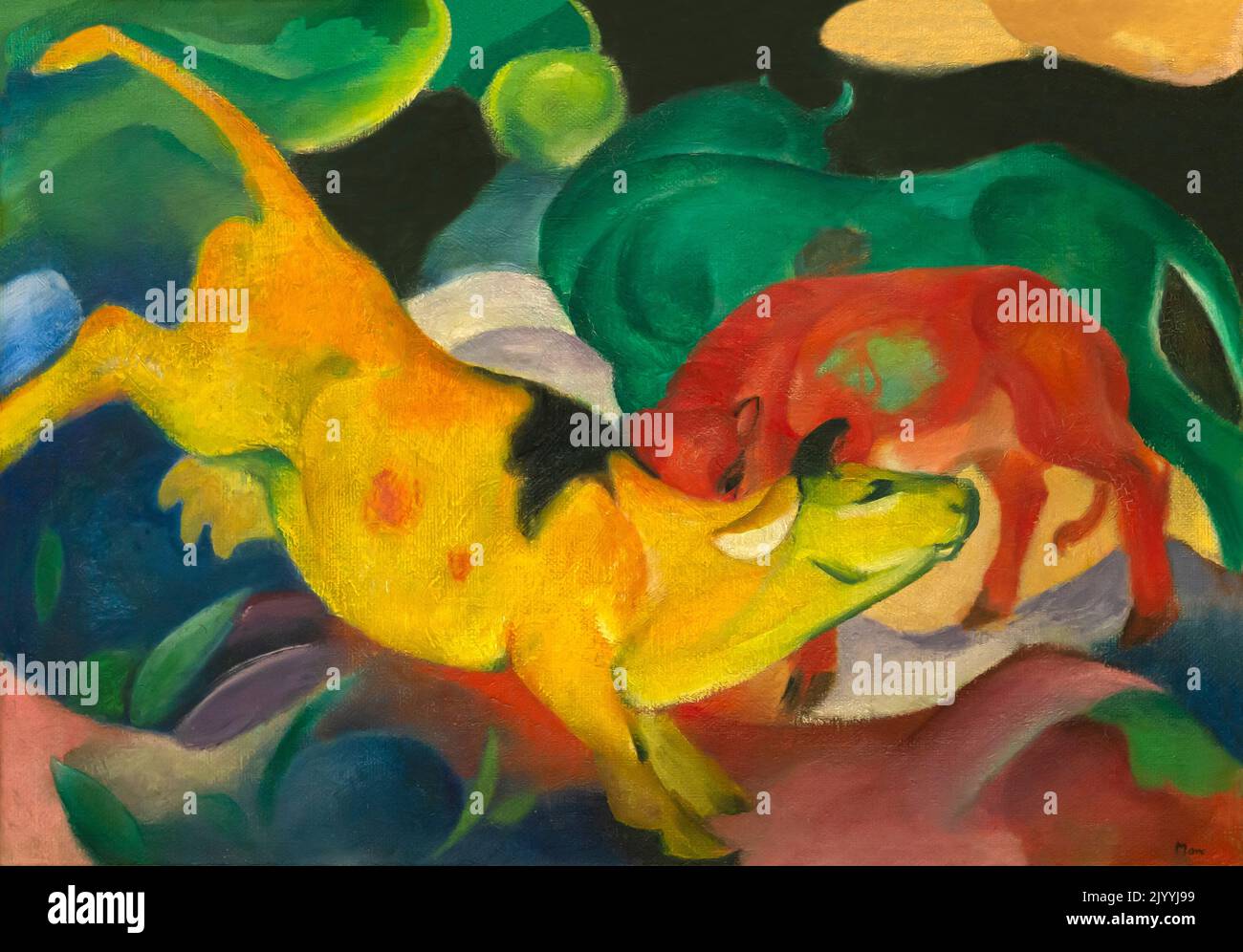 Cows, Red, Green, Yellow, Franz Marc, 1911, Lenbachhaus, Munich ...