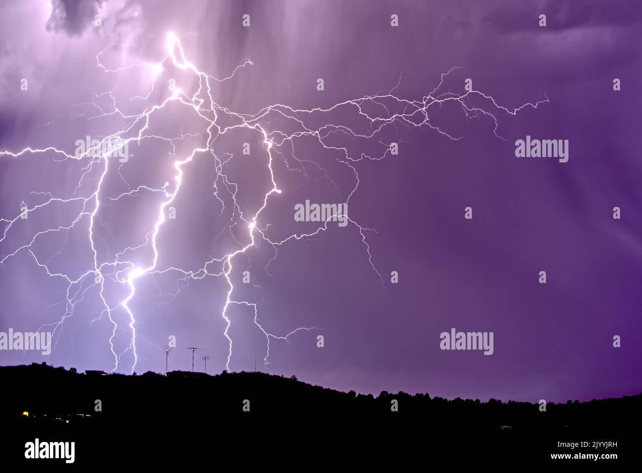 Lightning striking near radio towers in Chino Valley Arizona during the ...
