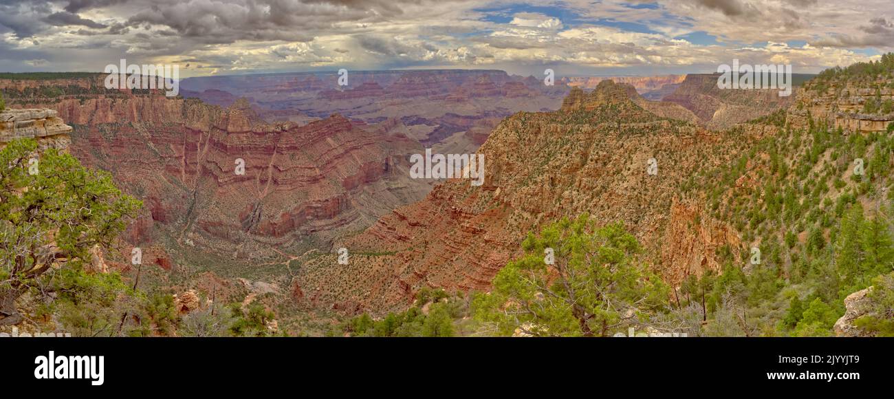 Sheer cliffs along the south rim of Grand Canyon Arizona east of ...