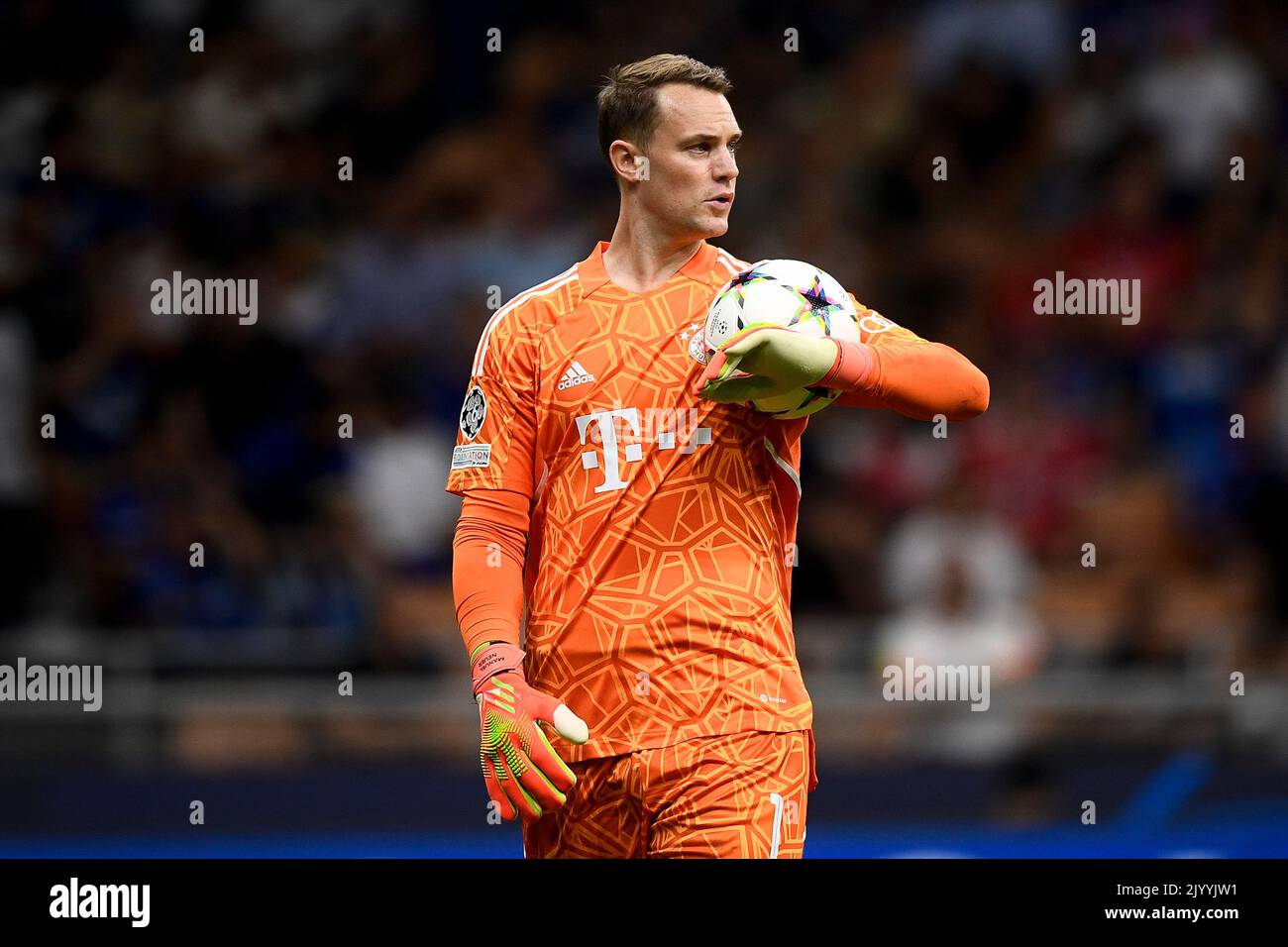 Milan, Italy. 07 September 2022. Manuel Neuer of FC Bayern Munich holds ...