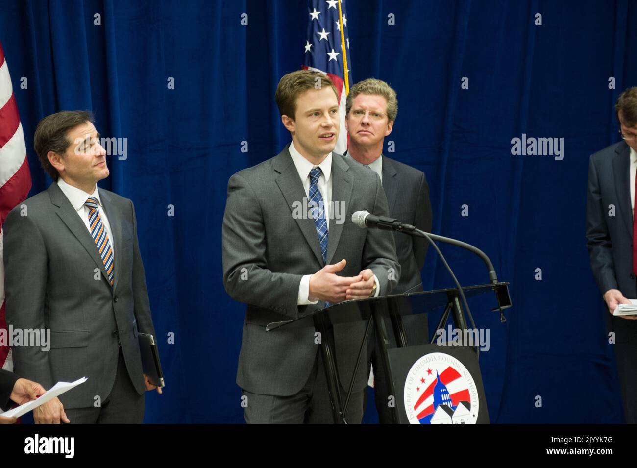 Secretary Shaun Donovan participating in press conference announcement ...