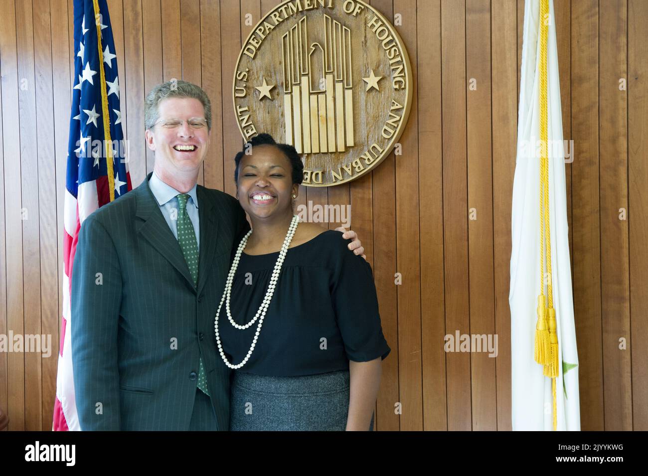 Secretary Shaun Donovan with HUD Deputy Press Secretary Tiffany Thomas ...