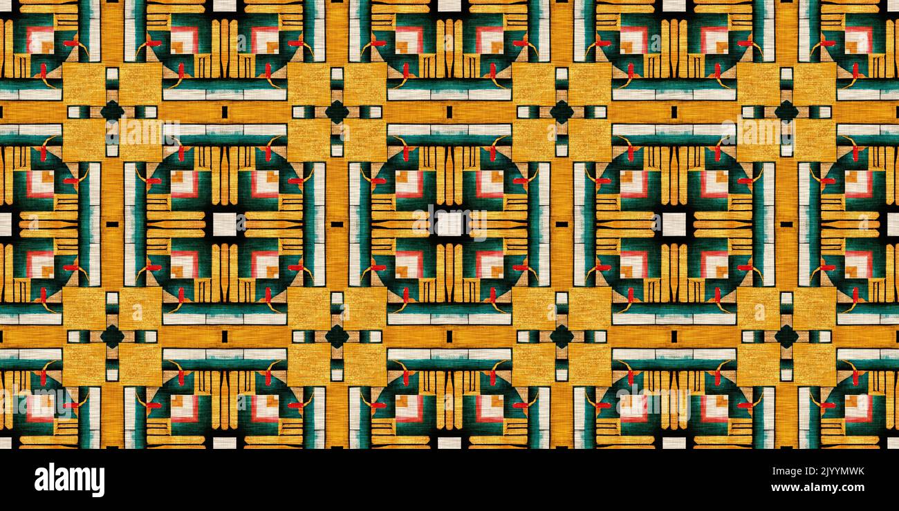 Traditional tile mosaic seamless border pattern print. Fabric effect ...