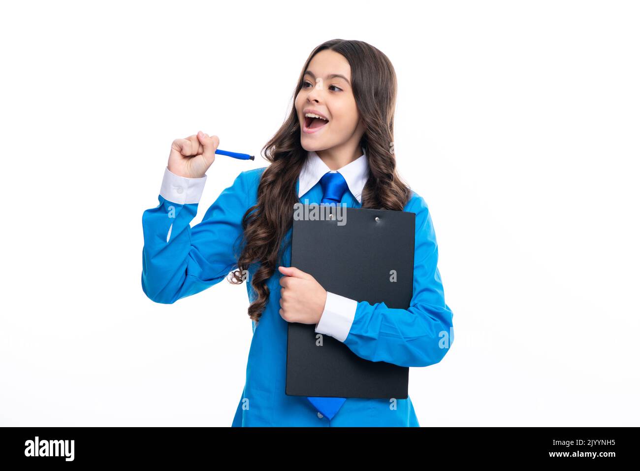 Isolated portrait of beautiful teen school college student holding ...
