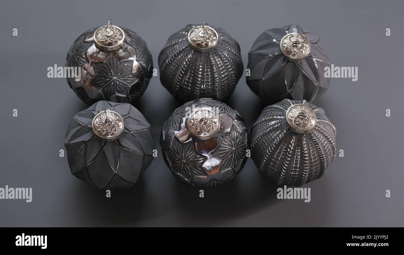 Christmas toys in a minimalistic style and monochrome color. Gray ...