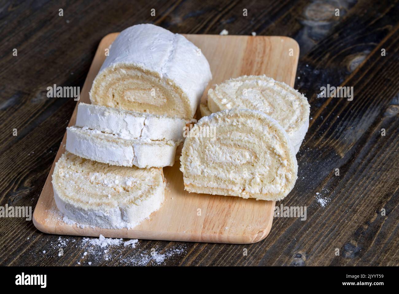 sliced dessert with cottage cheese cream, delicious dessert made of ...