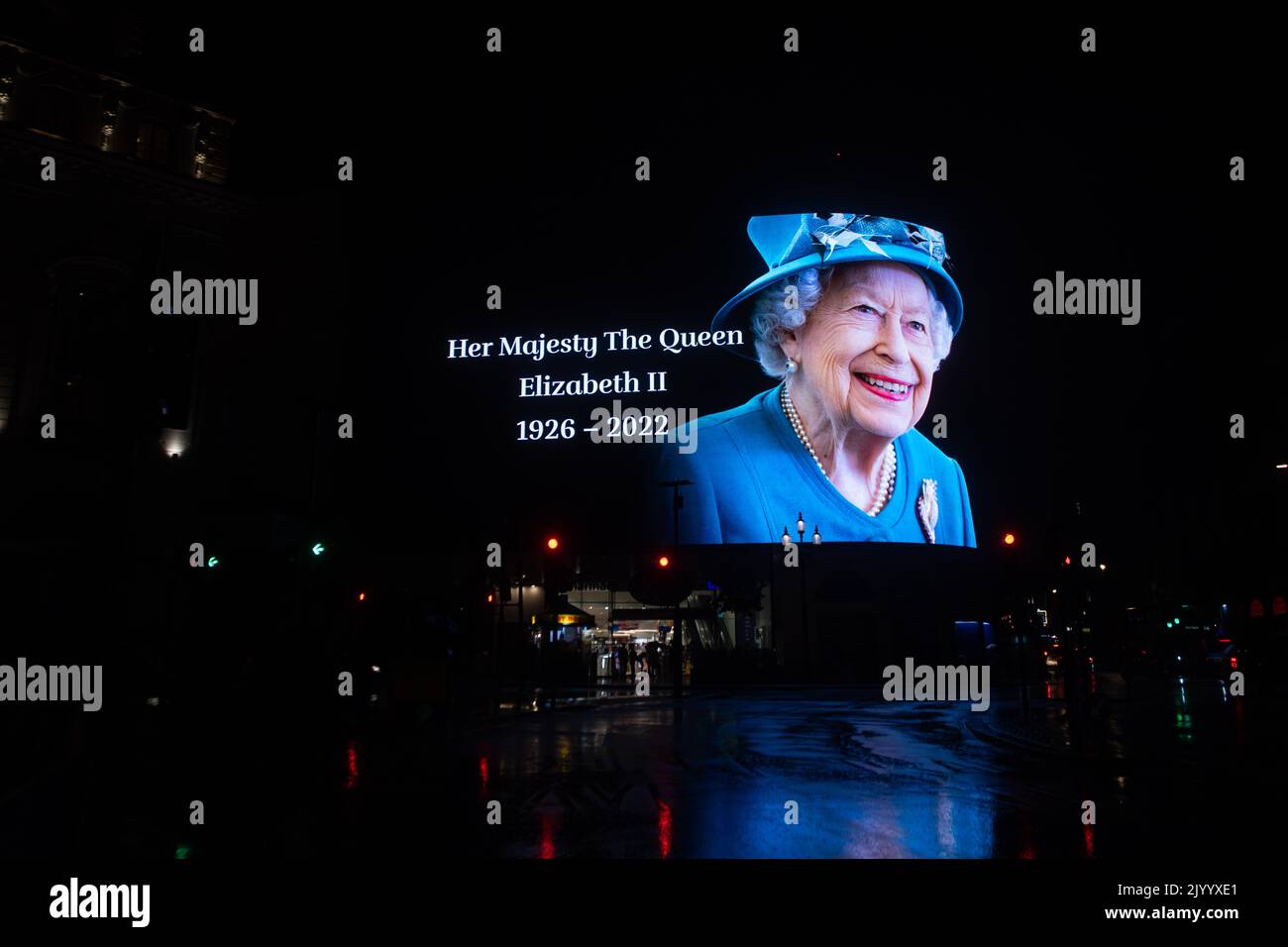 London, UK. 08th Sep, 2022. The advertising screens in Piccadilly ...