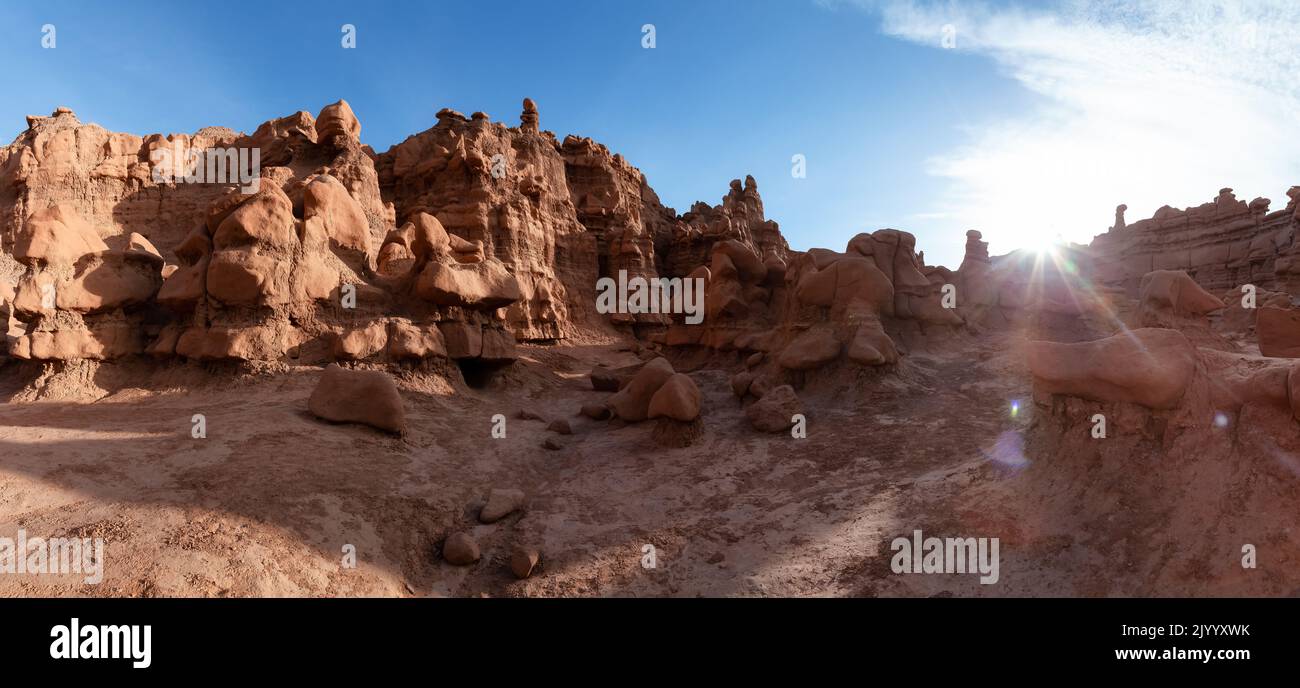 Red Rock Formations in Desert at Sunny Sunrise. Spring Season Stock ...
