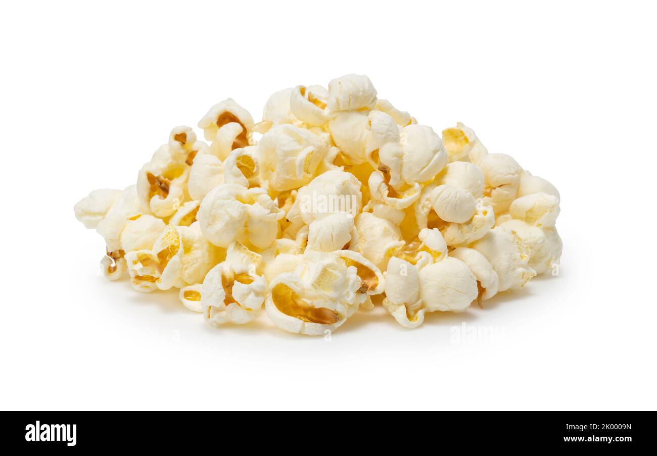 Piles of popcorn placed against a white background Stock Photo - Alamy