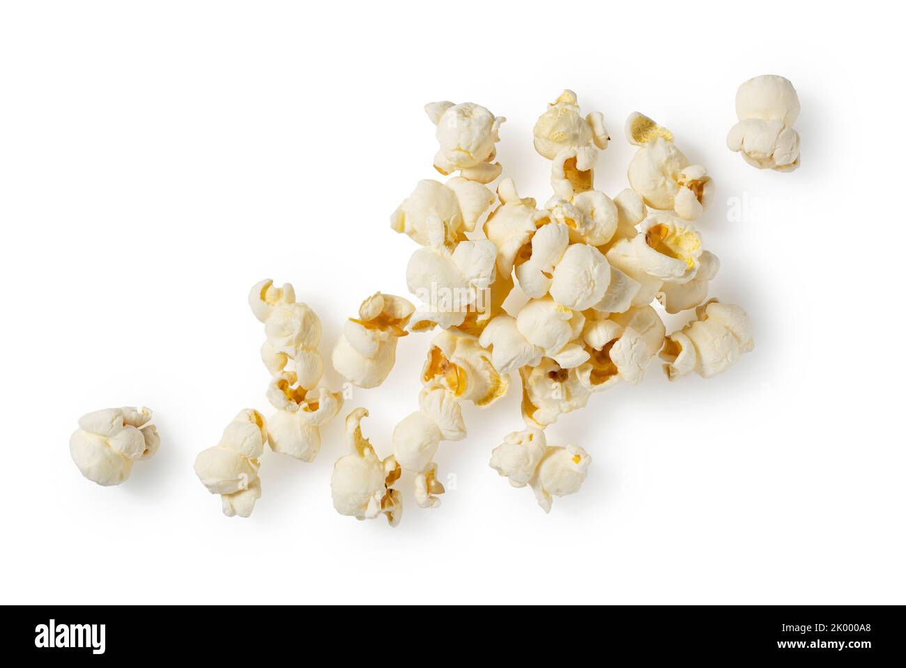 Lots of popcorn on a white background. View from above Stock Photo - Alamy