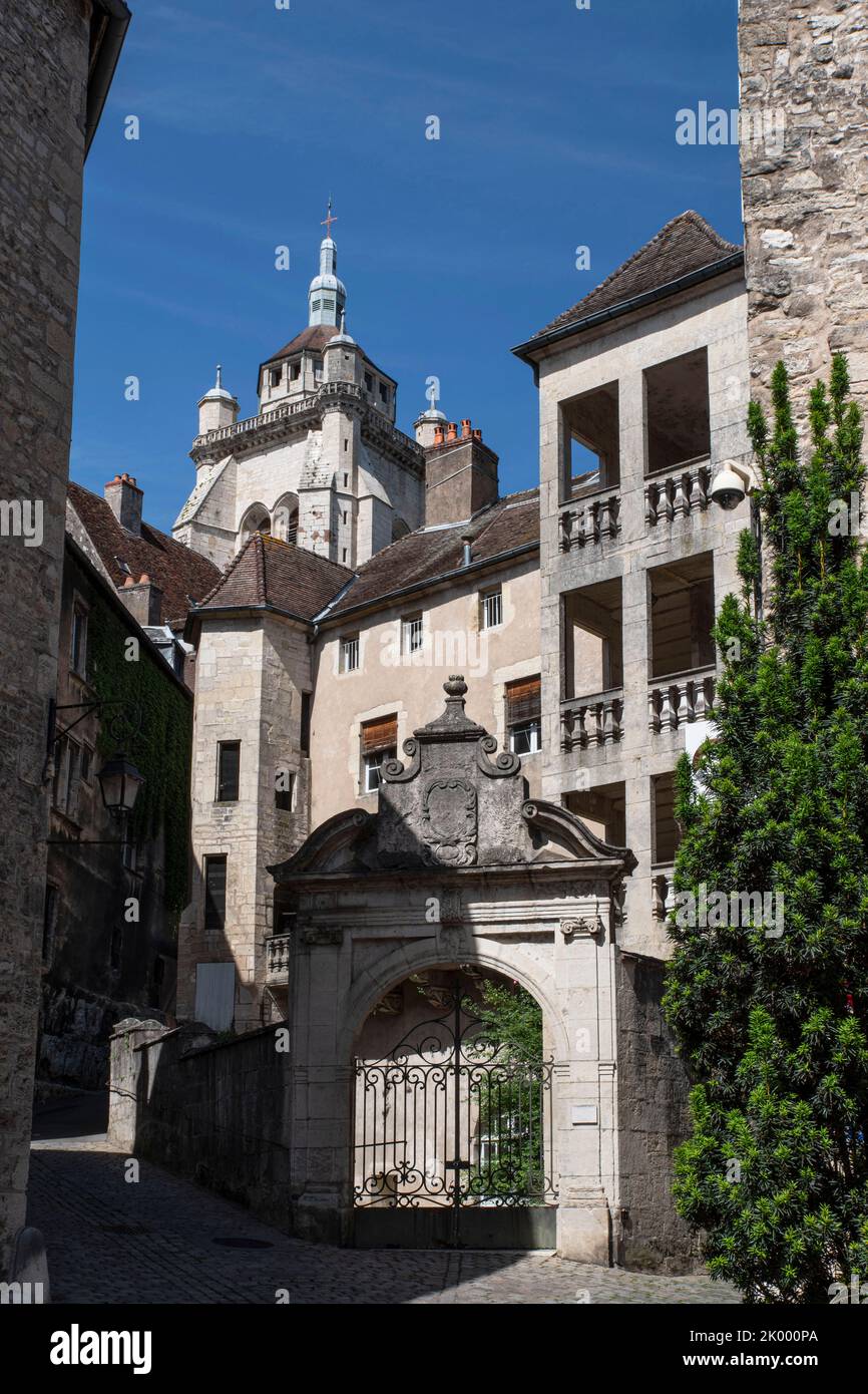 Cathedral and architecture of the city of Dole in the Jura in France ...