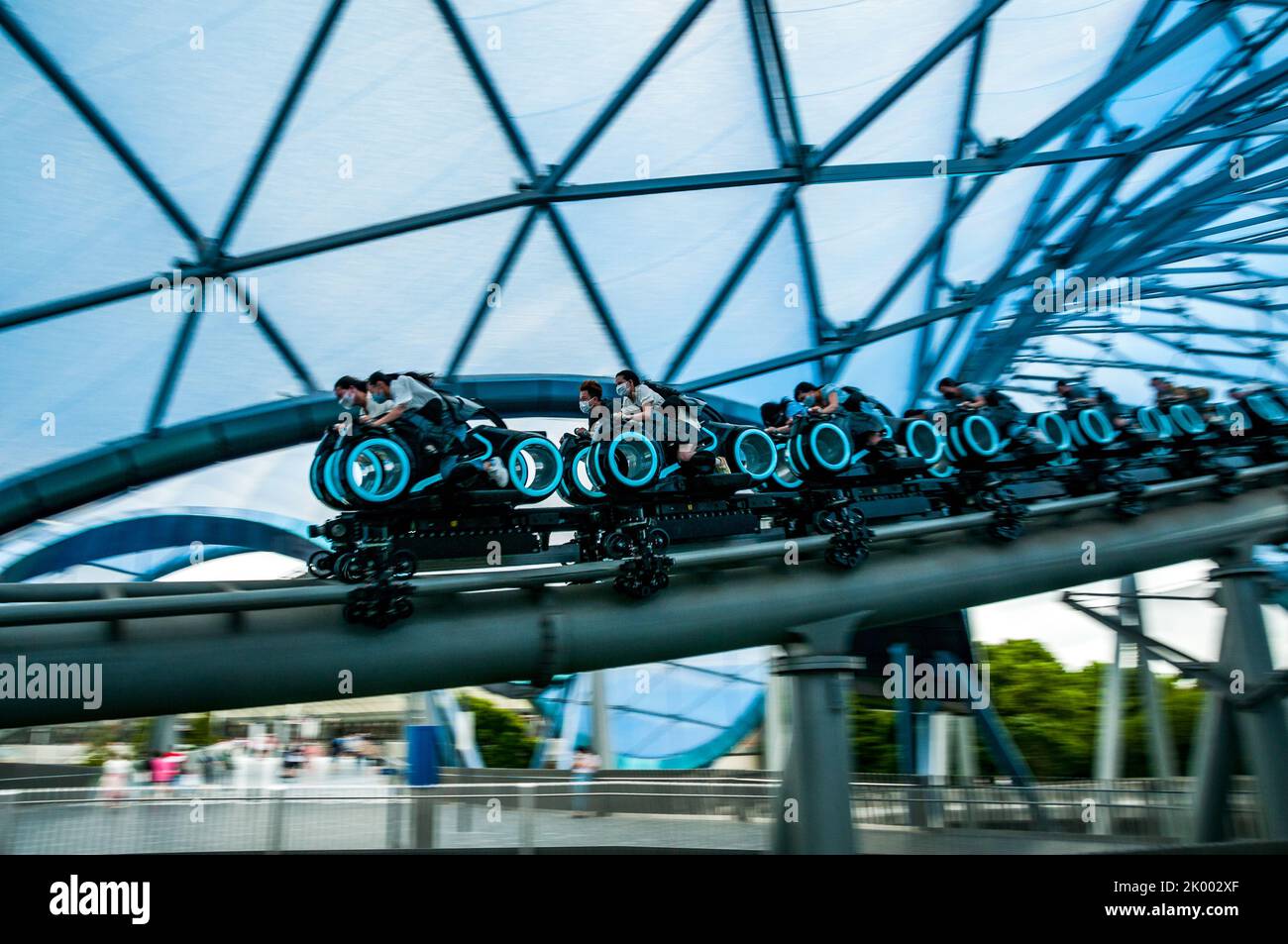 The Tron Lightcycle Power Run ride at the Shanghai Disneyland in Pudong ...