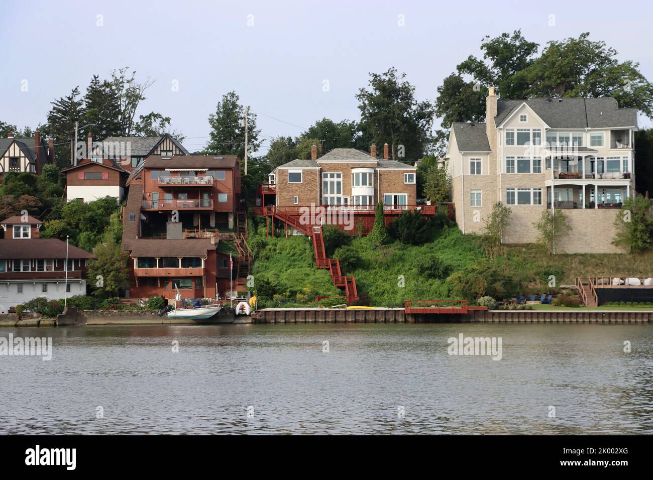 Large houses on Lake Erie southern coastline in Edgewater neighborhood ...