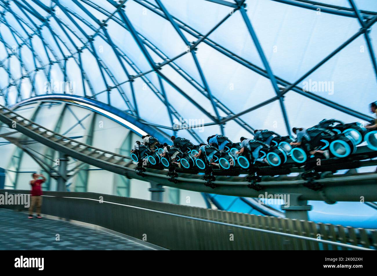 The Tron Lightcycle Power Run ride at the Shanghai Disneyland in Pudong ...