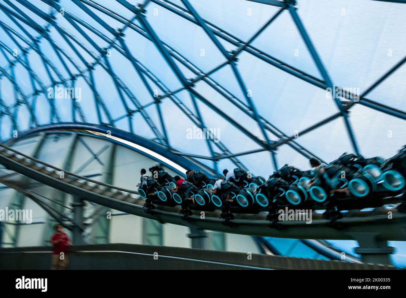 The Tron Lightcycle Power Run ride at the Shanghai Disneyland in Pudong ...