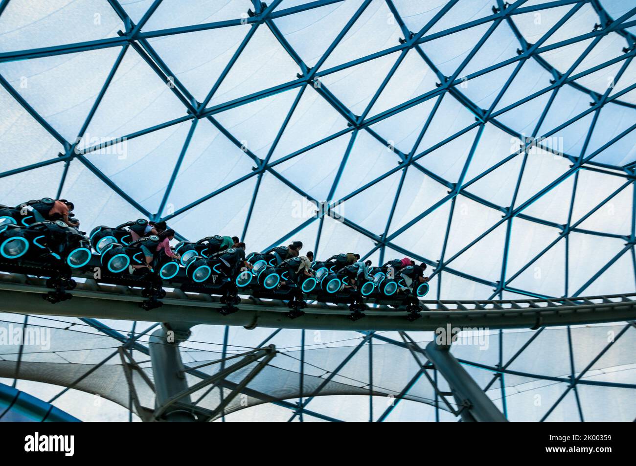 The Tron Lightcycle Power Run ride at the Shanghai Disneyland in Pudong ...