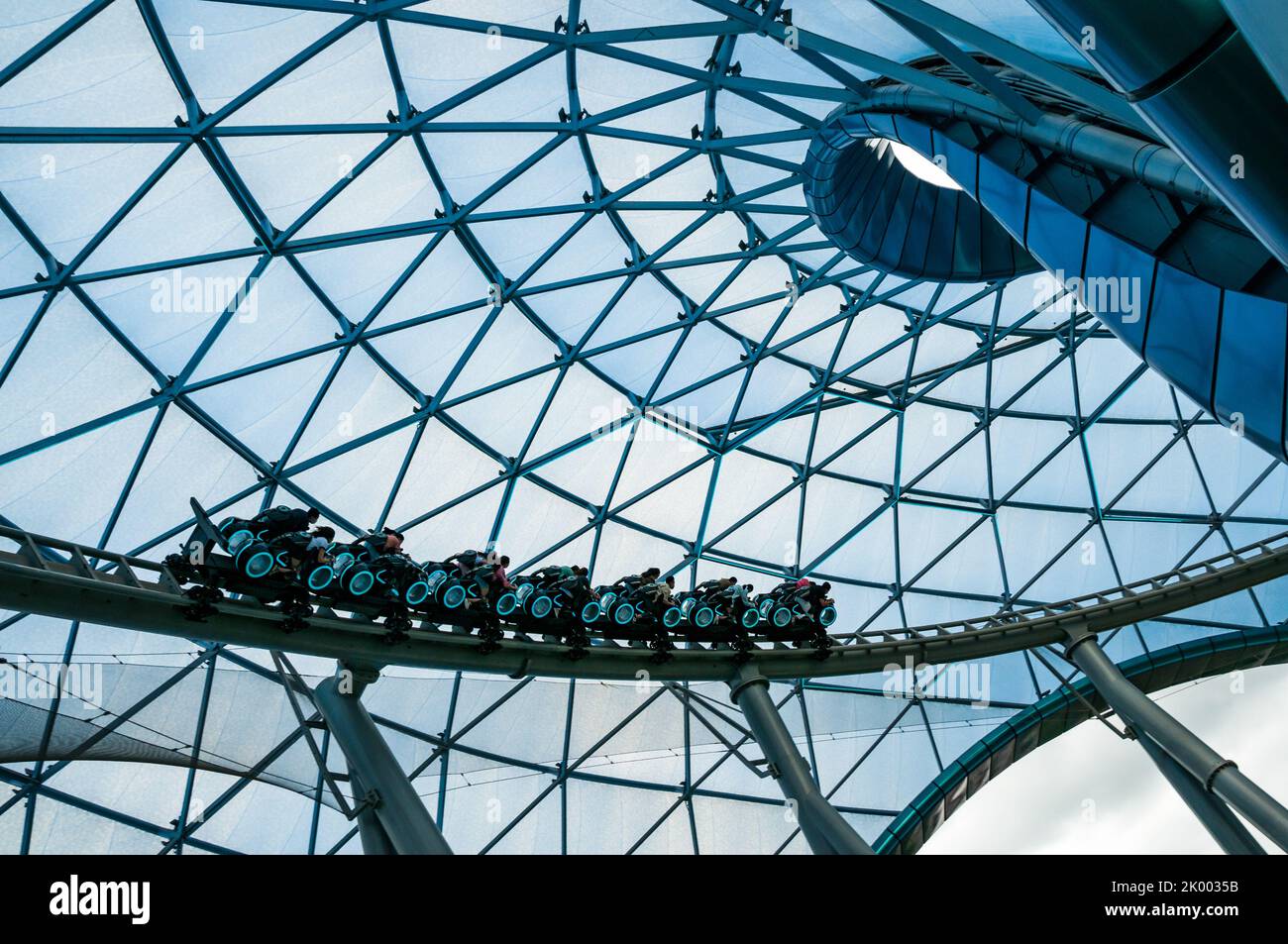 The Tron Lightcycle Power Run ride at the Shanghai Disneyland in Pudong ...