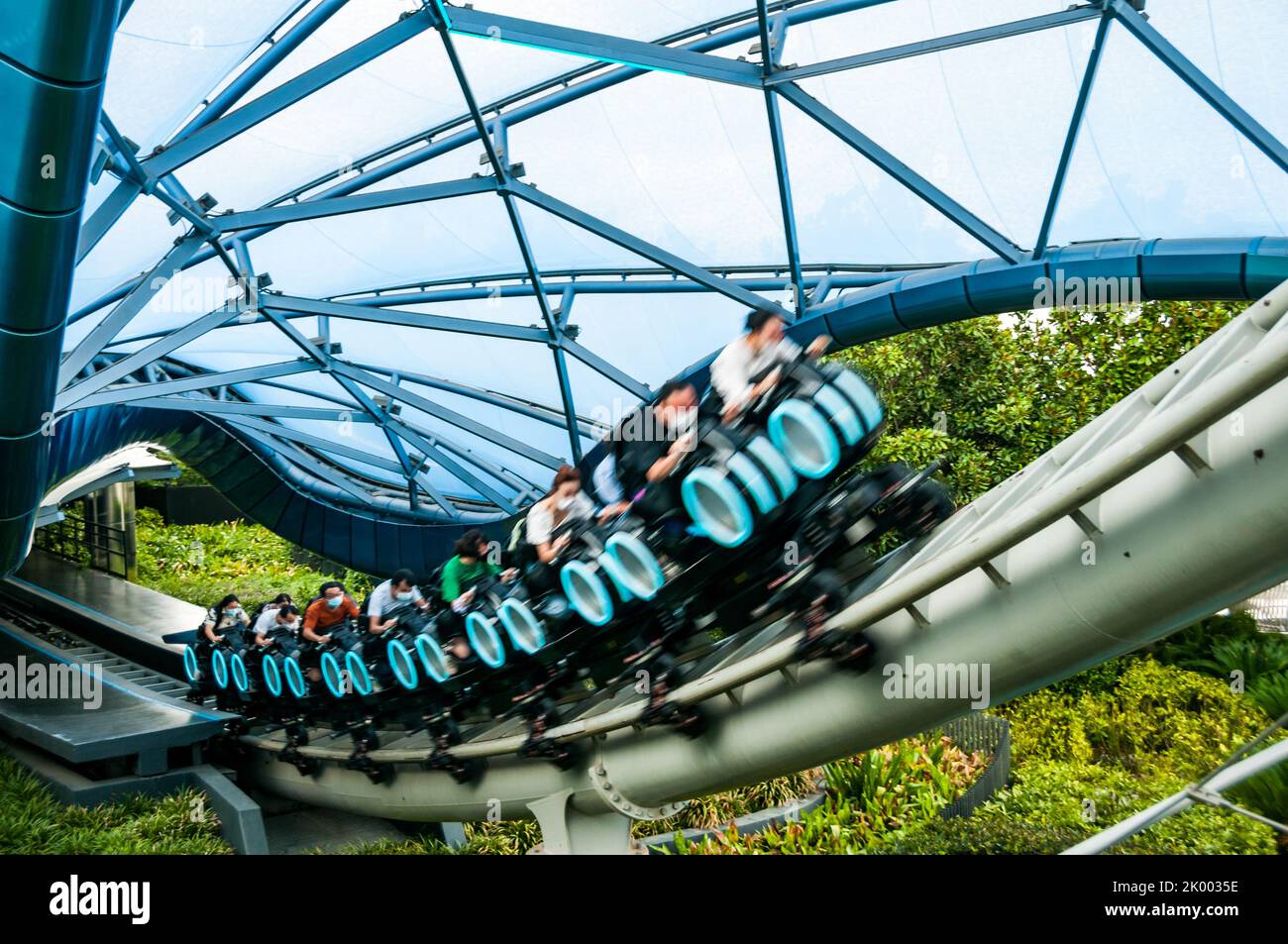 The Tron Lightcycle Power Run ride at the Shanghai Disneyland in Pudong ...