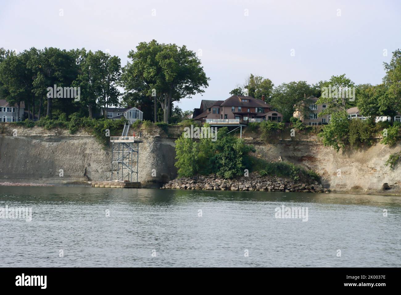 Large house with gardens on the edge of the southern shore of Lake Erie ...