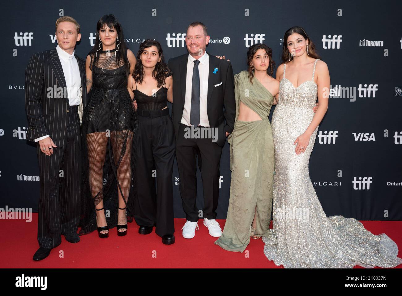 (L-R) Actor Matthias Schweighofer, Sara Mardini, actor Manal Issa, Sven ...