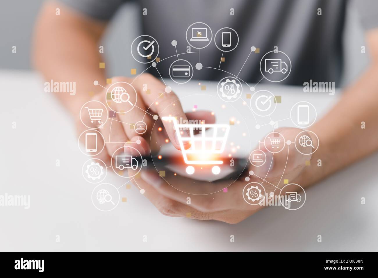 Online shopping and e-commerce technology concept, shopper using ...
