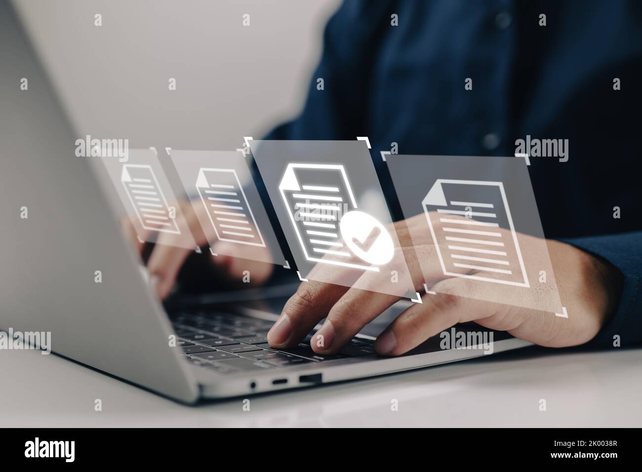 Laptop with virtual screen and document for paperless quality assurance ...