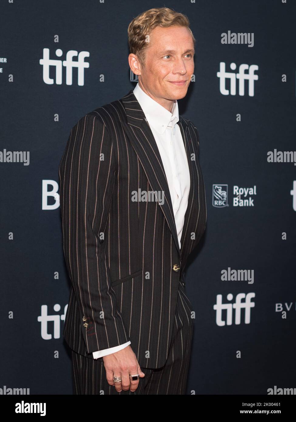 Actor Matthias Schweighofer poses for a photograph on the red carpet ...
