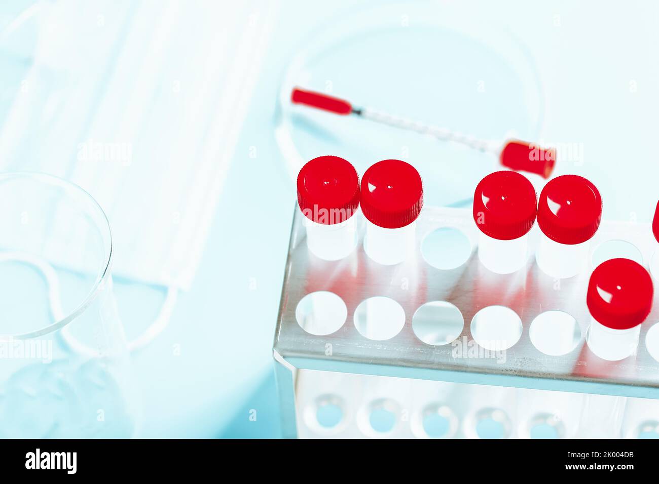 Abstract medical background. Laboratory test tubes for analysis. Soft ...